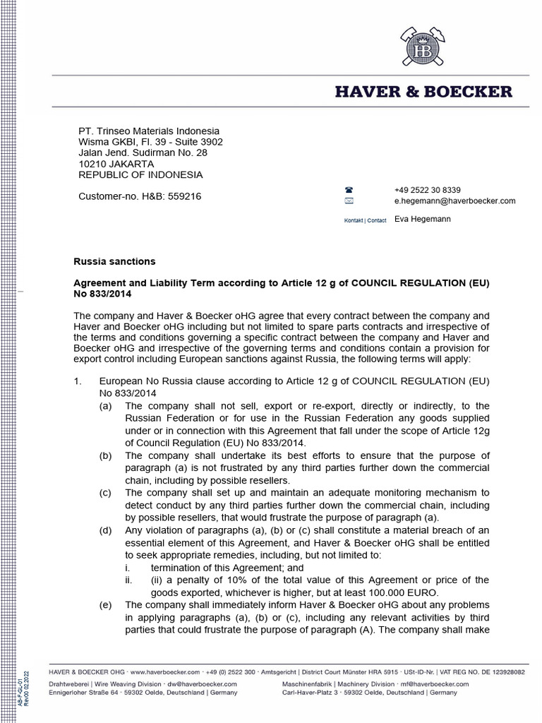 2024-07-01 No Russia Clause en | PDF | European Union | Government