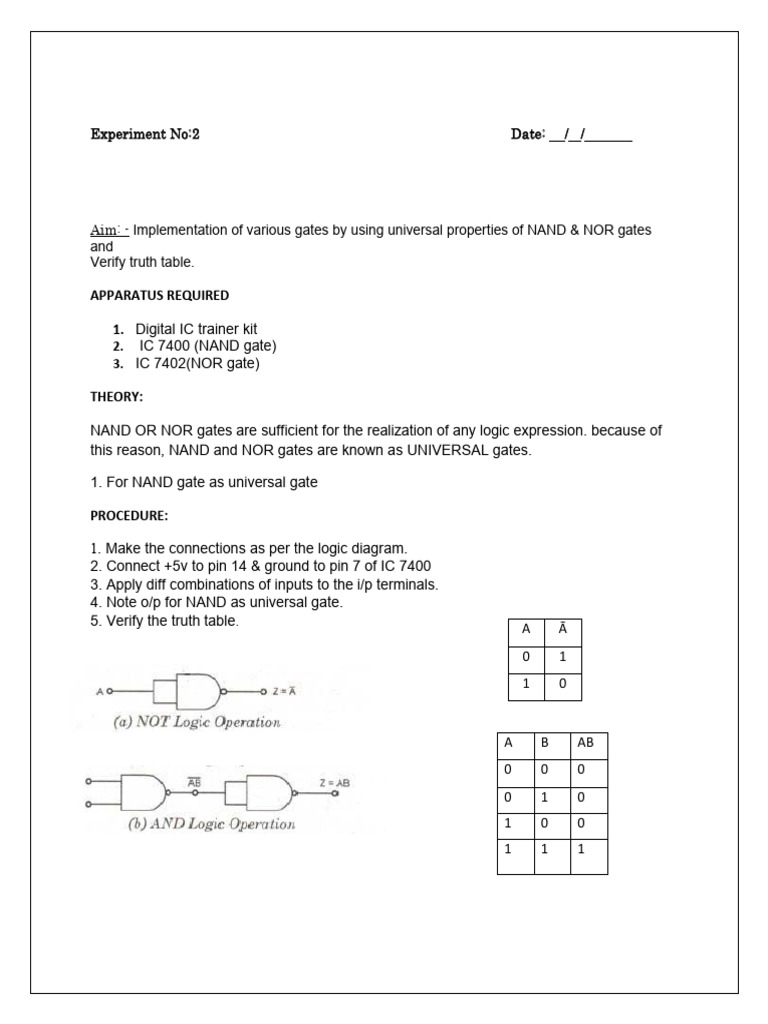 Nand or Nor Gate | PDF | Logic Gate | Digital Electronics