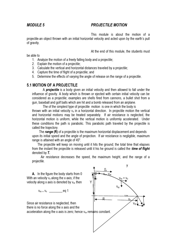 Module 5 - PROJECTILE | PDF | Projectiles | Applied And Interdisciplinary Physics