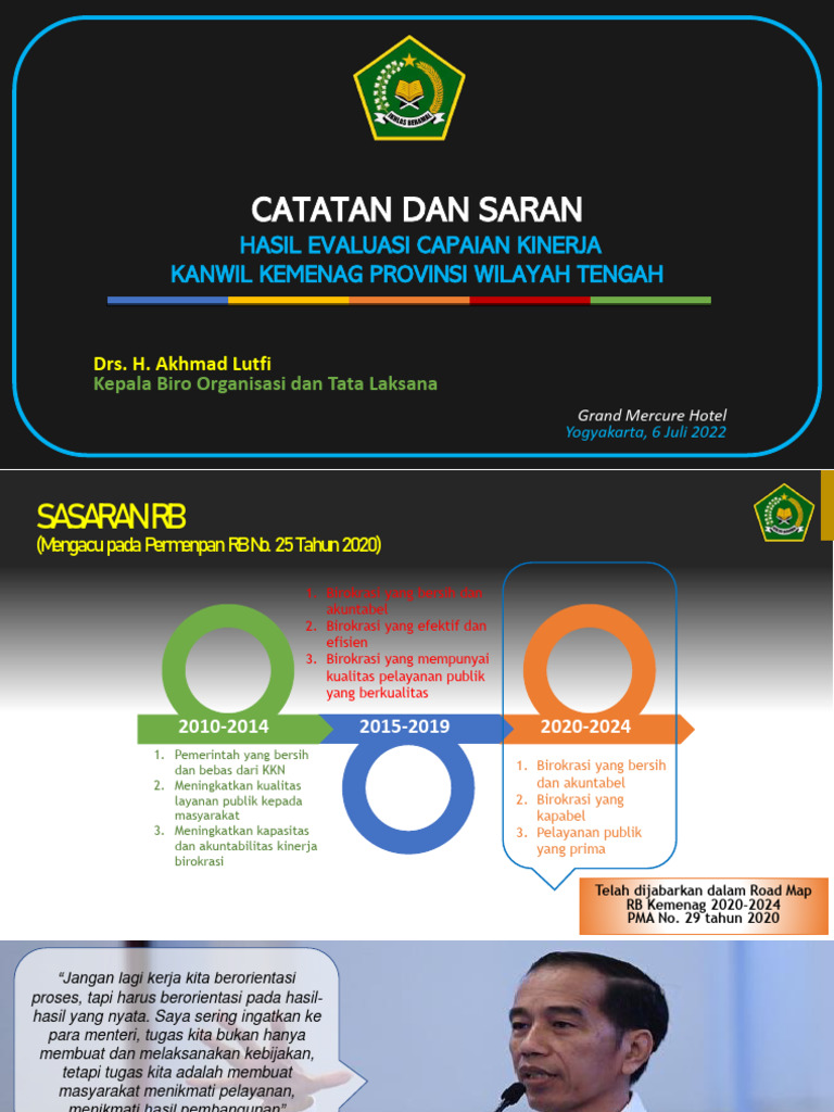 Catatan Hasil Evaluasi Capaian Kinerja TW 2 (Tengah) | PDF