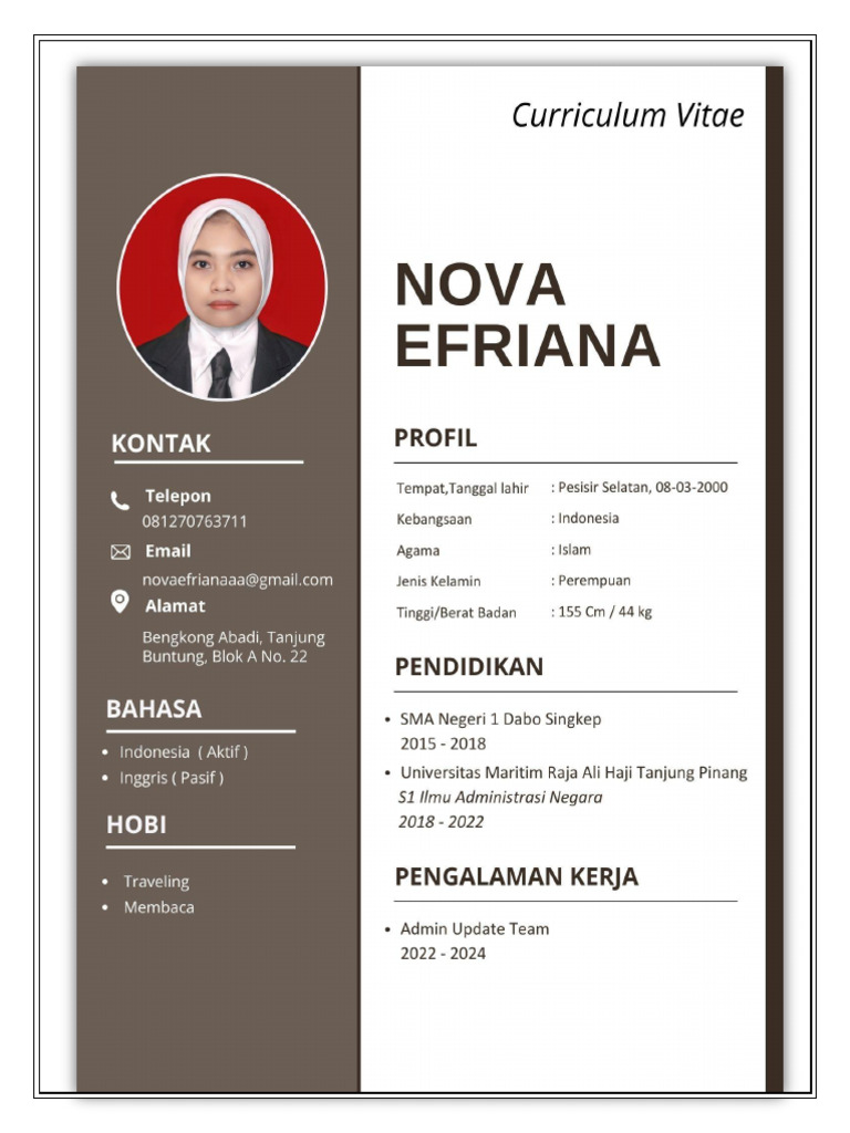 Cv-Nova Efriana | PDF