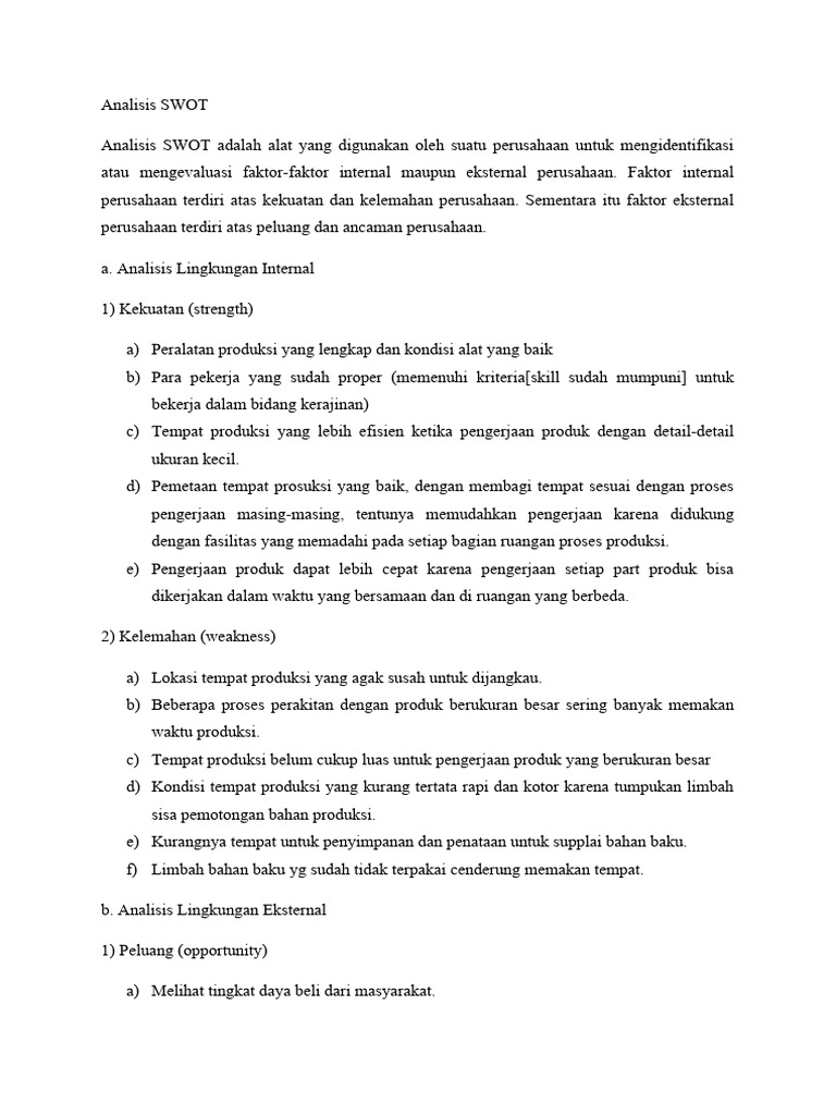 Analisis SWOT Matriks | PDF