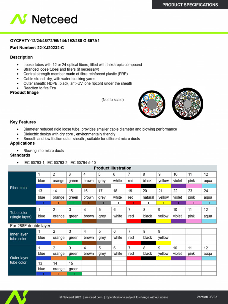 Multi-Tube Micro Blown Cable Netceed Datasheet | PDF | Optical Fiber ...