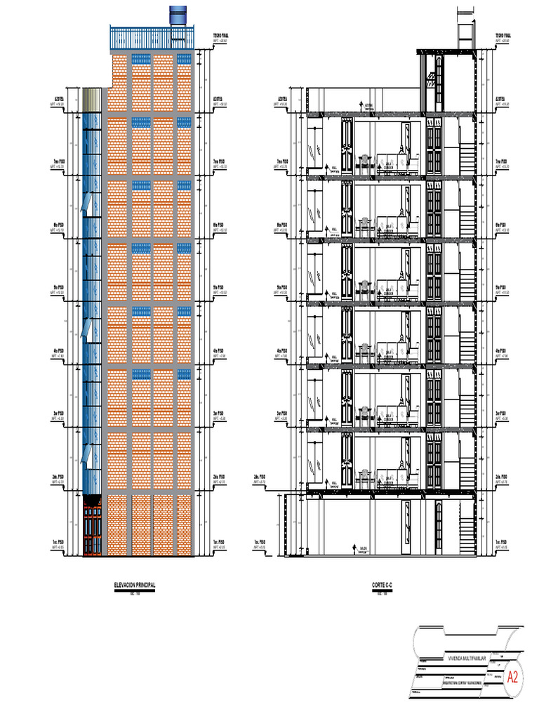 Planos de Edificio Multifamiliar 7 Pisos | PDF
