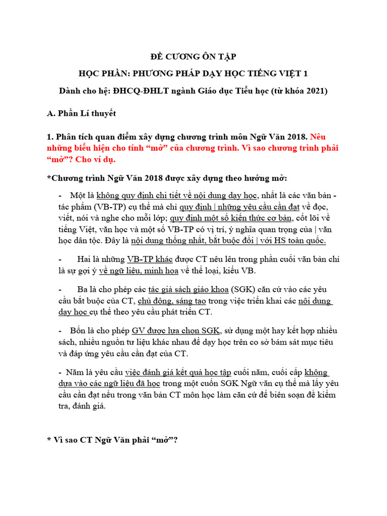 ĐỀ CƯƠNG PPTV1 | PDF