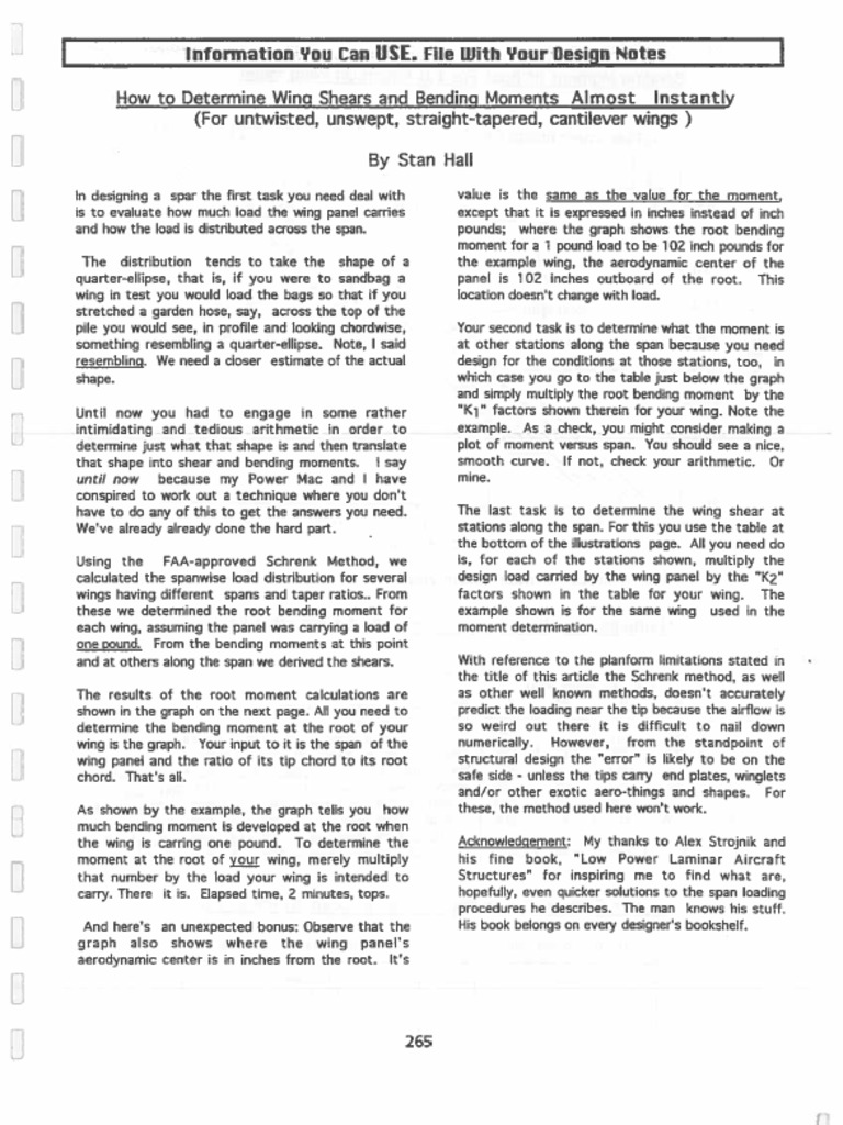 How To Determine Wing Shears and Bending Moments by Stan Hall | PDF