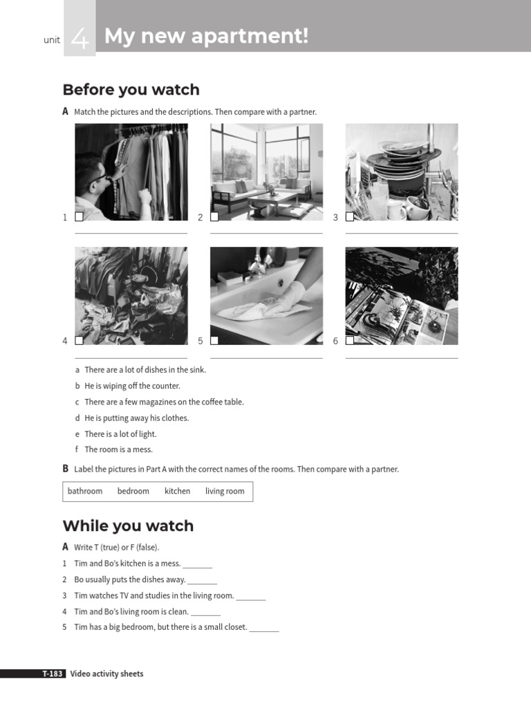 Four Corners 2e Level 2 Unit 04 Video Worksheet | PDF | Room | Bedroom