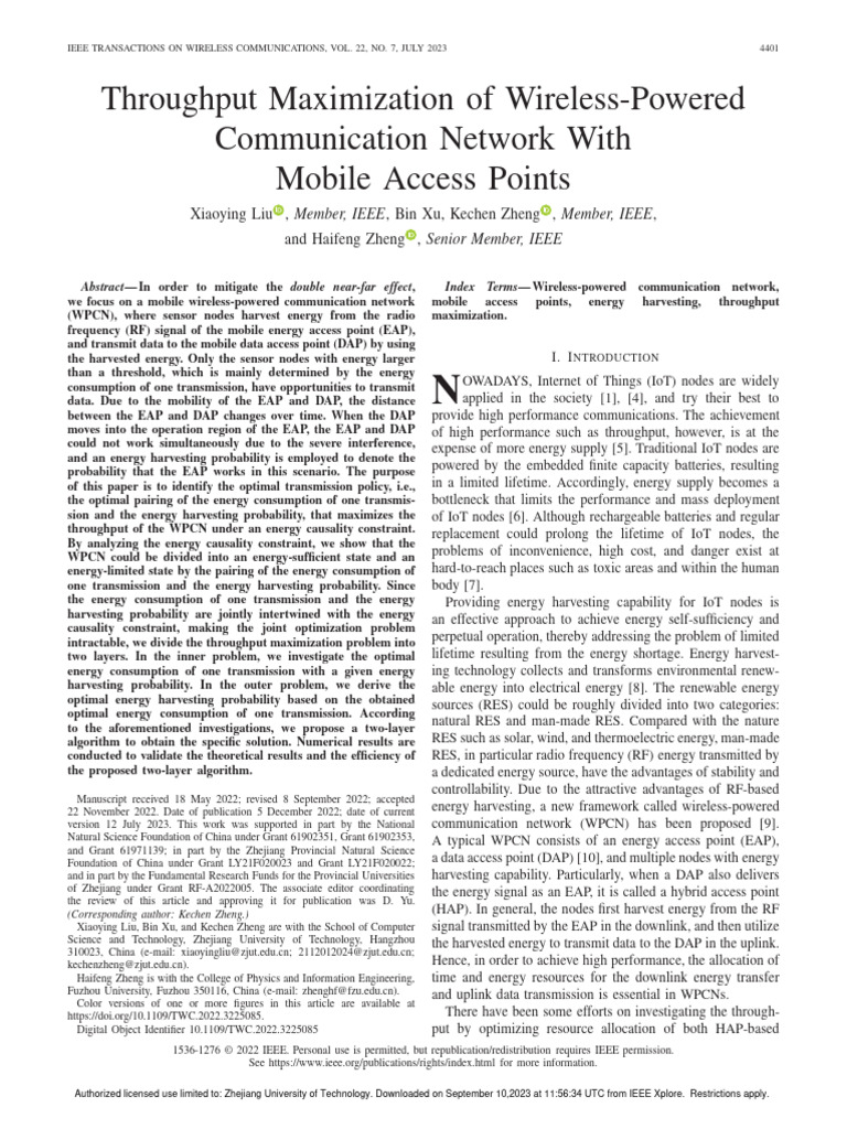 J1) Throughput Maximization of Wireless-Powered Communication Network With Mobile Access Points ...