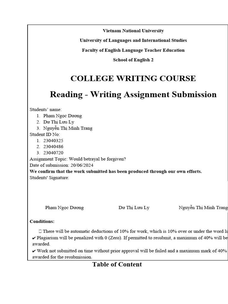 (CW TOPIC 8) Reading - Writing Assignment Submission | PDF ...