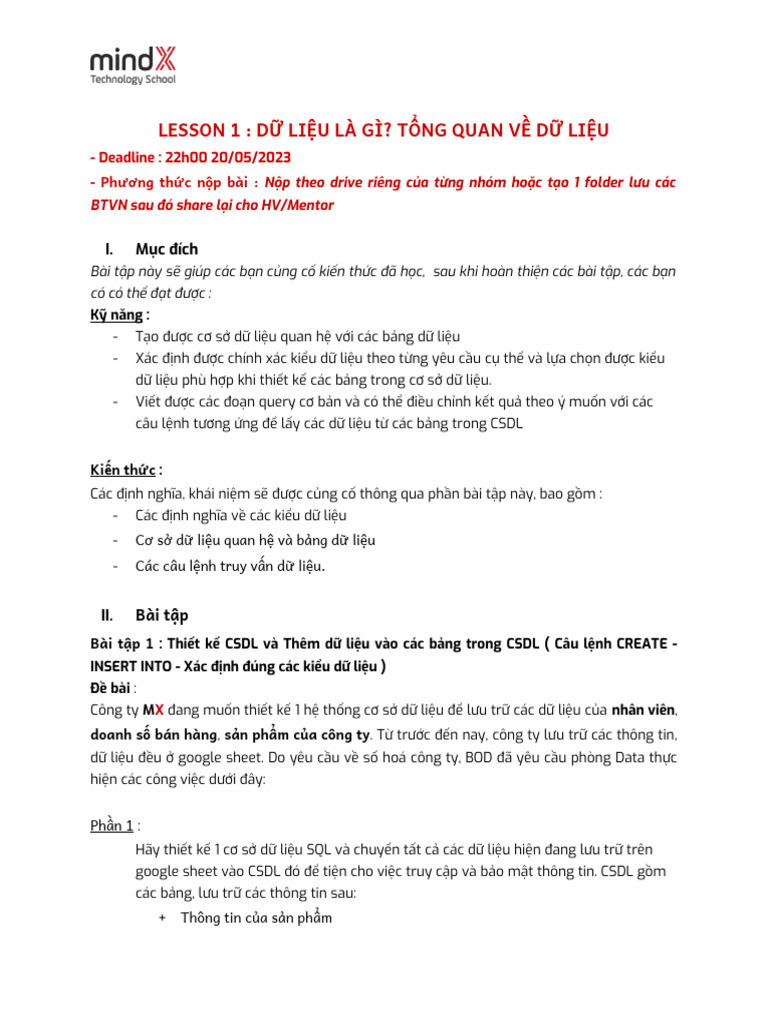 (D4E - Lesson 1) Homework | PDF