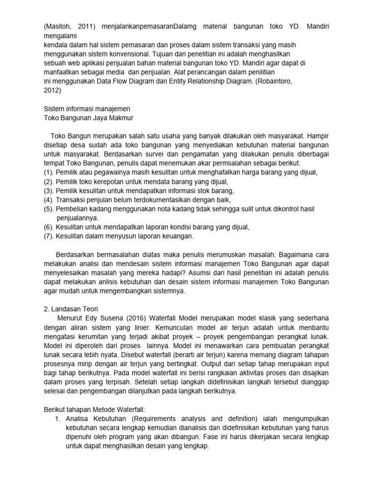 Sistem Informasi Manajemen Toko Bangunan Jaya Makmur - Bak | PDF