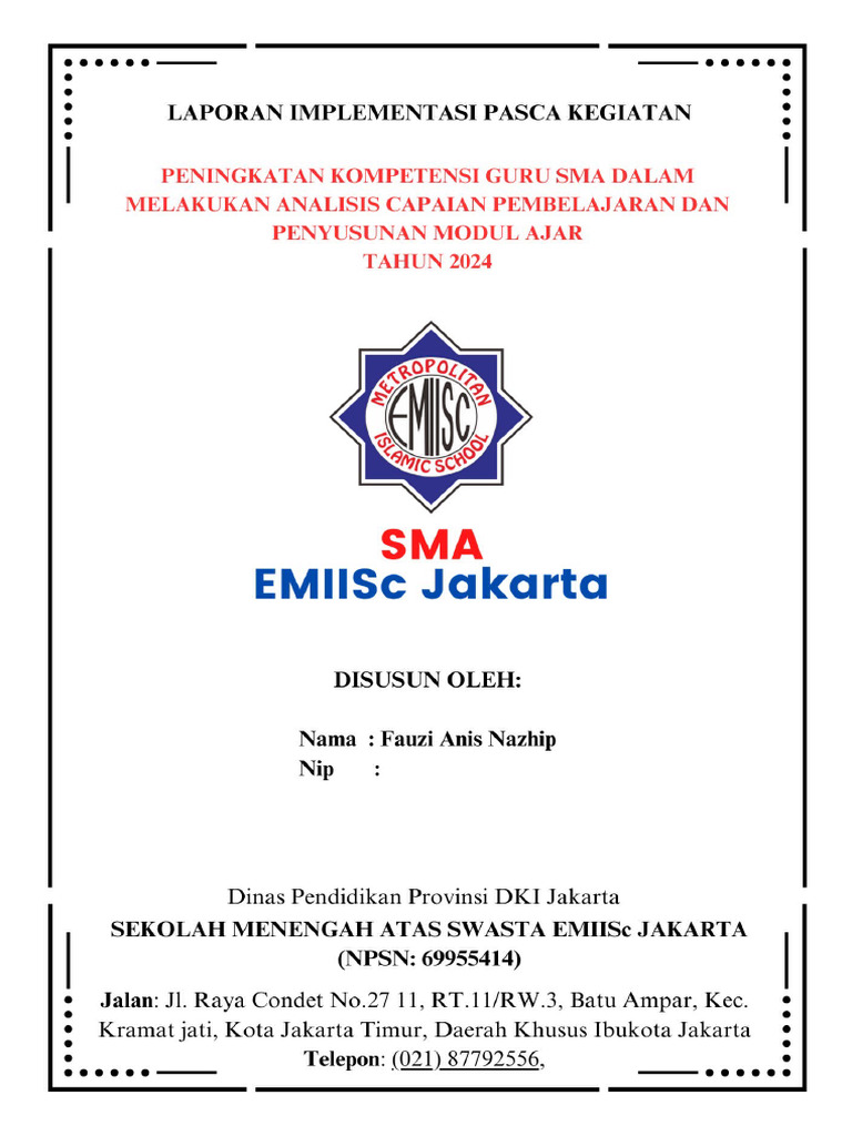 Format Laporan Implementasi | PDF