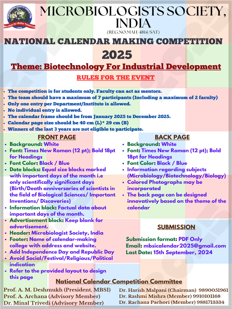 Microbiology Calendar Competition 2025 | PDF | Art