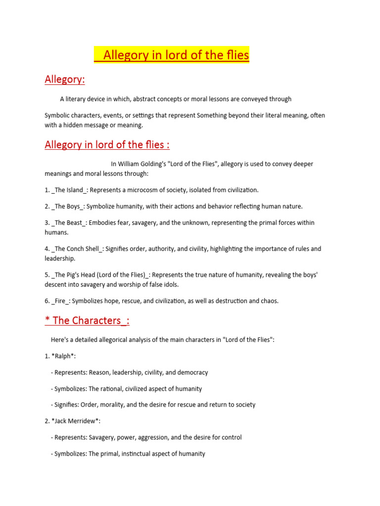 Allegory in Lord of The Flies | PDF | Allegory