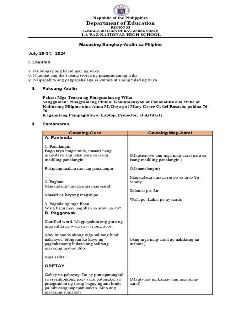 Masusing Banghay Aralin | PDF