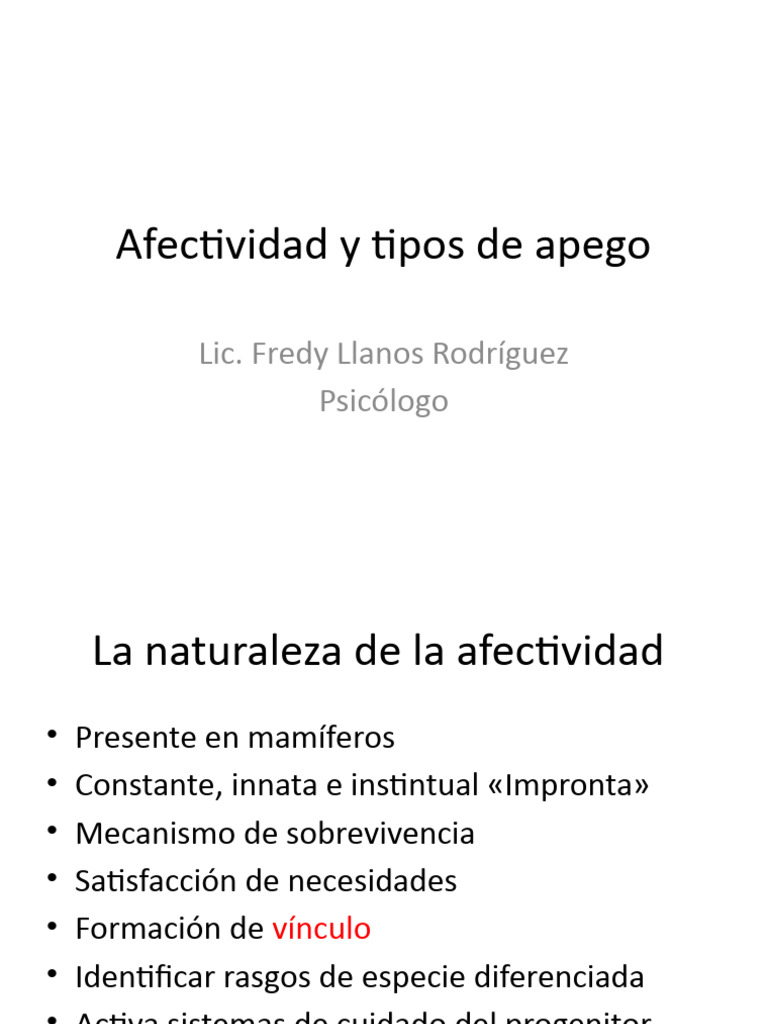 Afectividad y Tipos de Apego | PDF | Teoría de apego | Las emociones