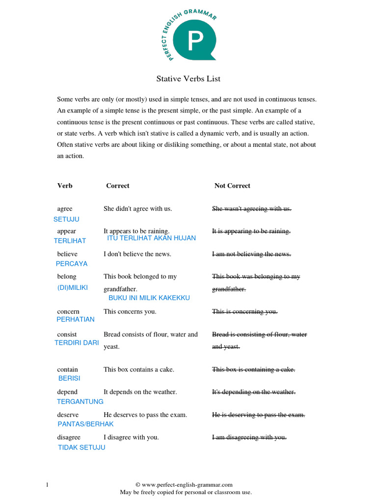 Stative Verbs List | PDF | Verb | Language Mechanics Stative Verbs List | PDF | Verb | Language Mechanics