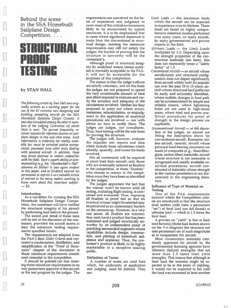 Structural Proof Testing by Stan Hall - Soaring Mag - Sept 1981 | PDF