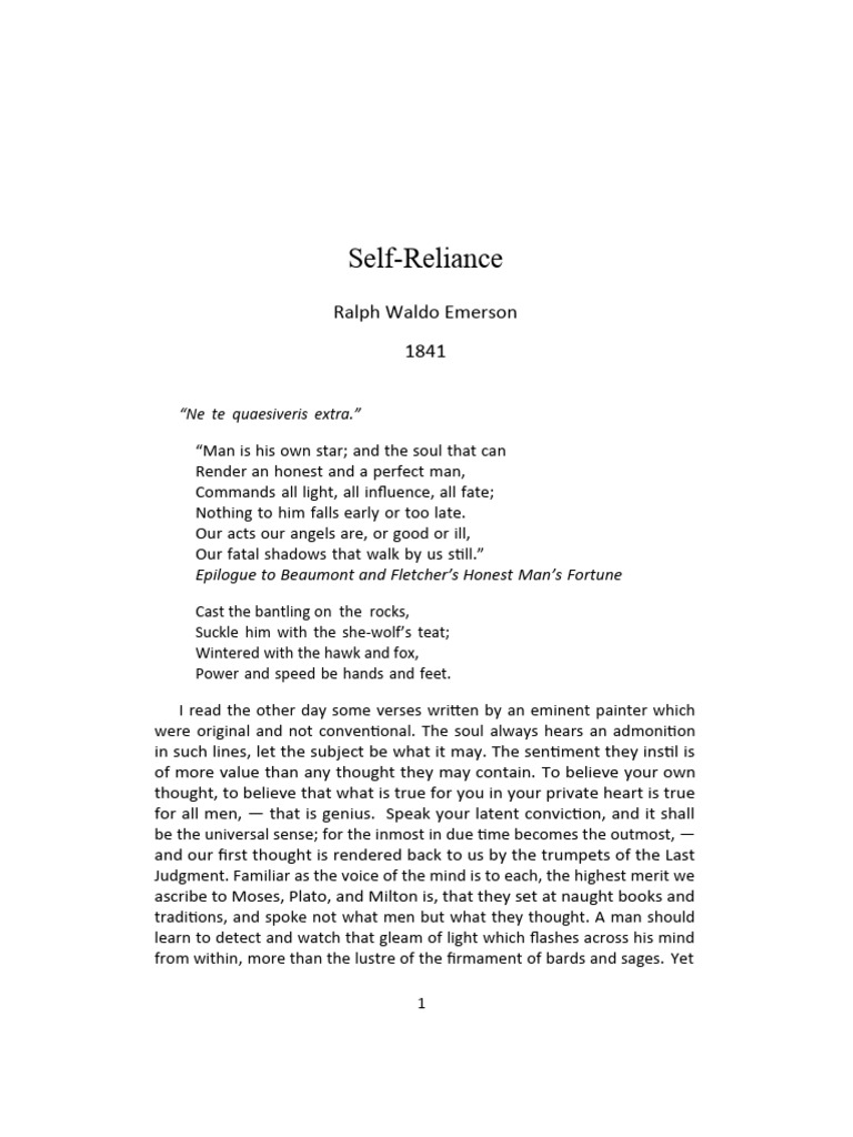 Self Reliance | PDF | Prayer | Soul
