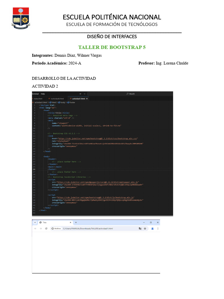 Taller Bootstrap Dennis - Diaz Wilmer - Vargas | PDF | Informática