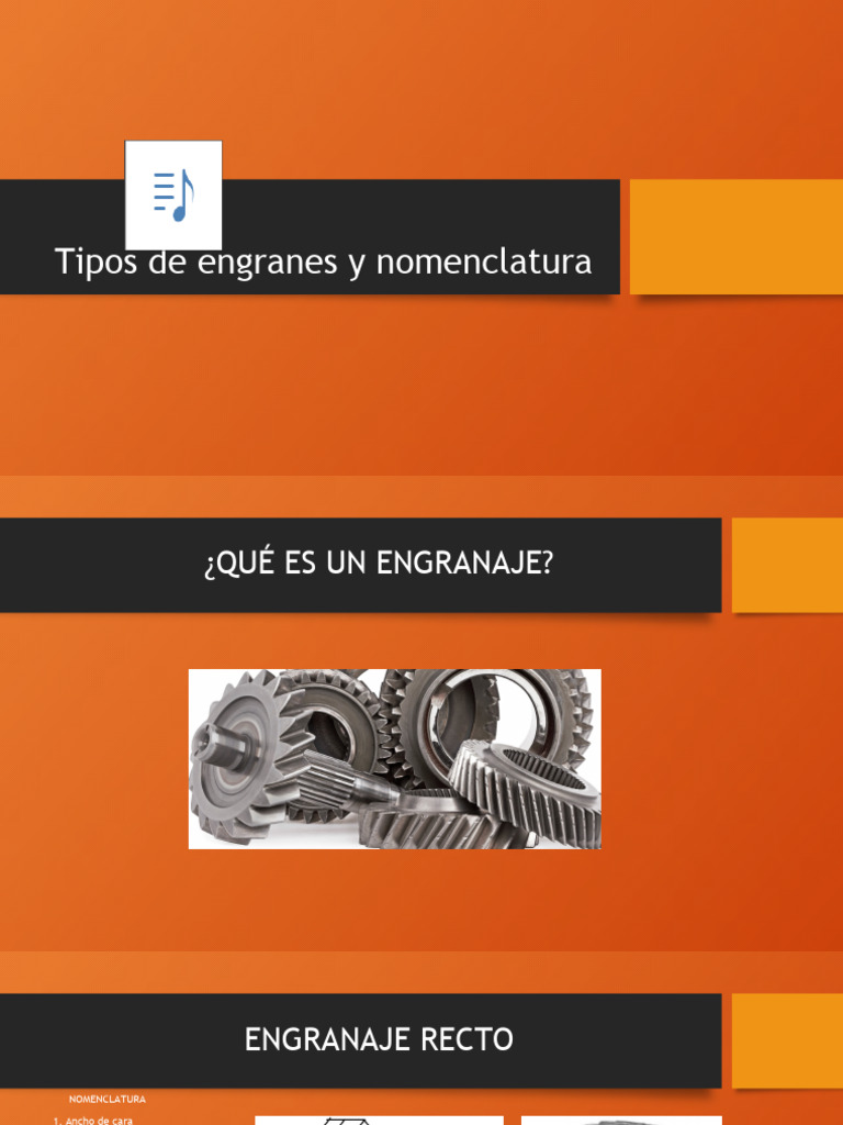 Tipos y Nomenclatura de Engranajes | PDF | Engranaje | Máquinas
