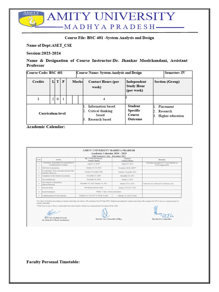 Sad Course File | PDF | System | Academic Term