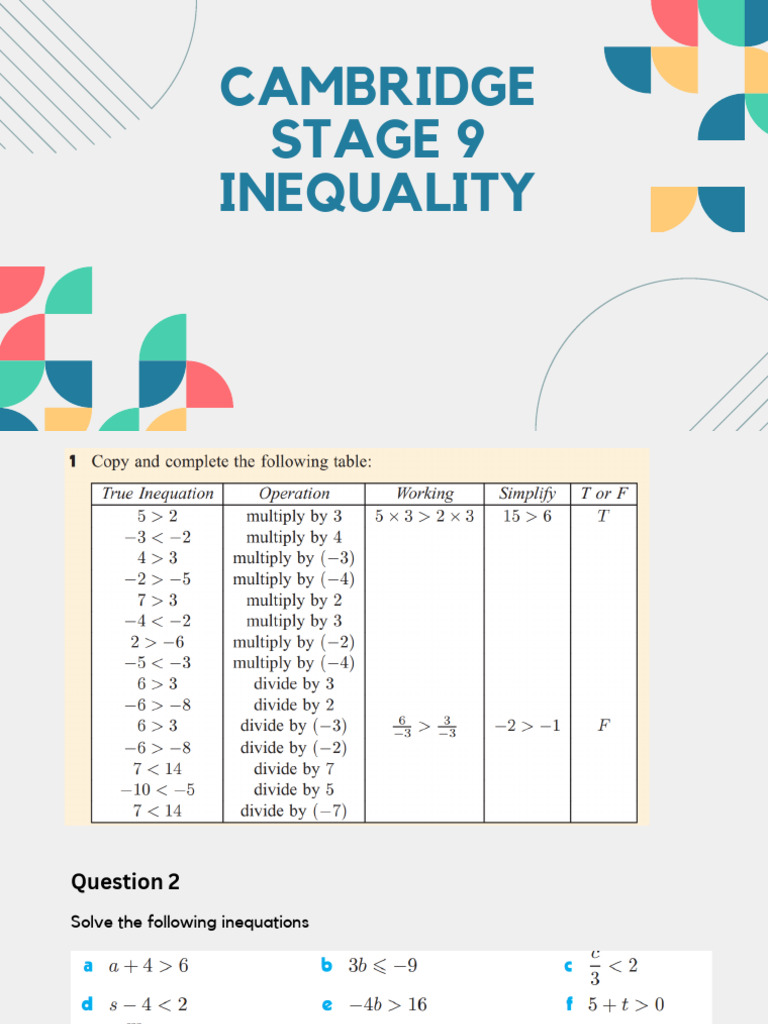 Cambridge Stage 9 Homework Inequality | PDF