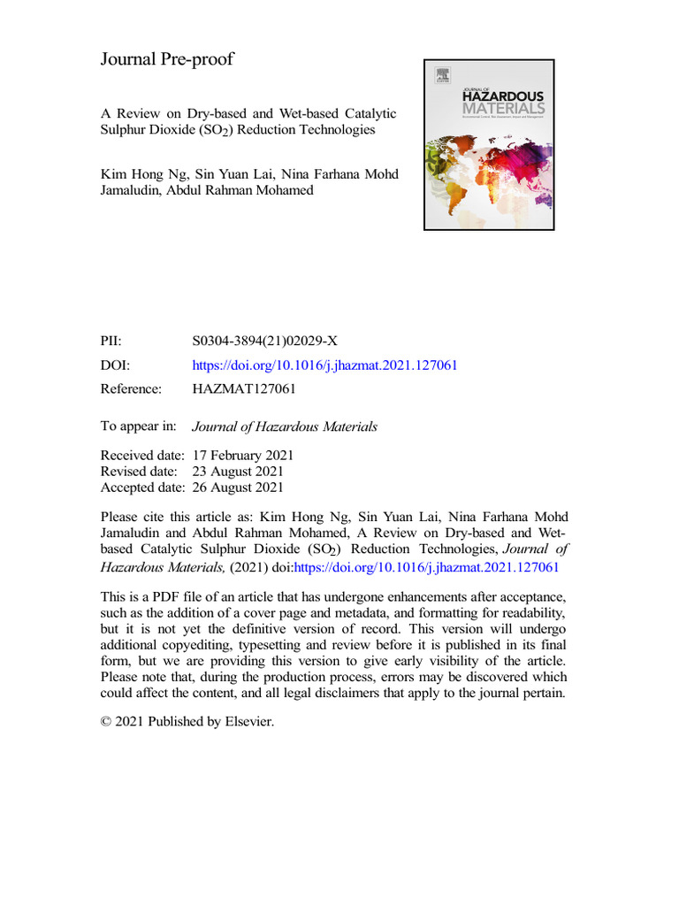 Journal Pre-Proof: Journal of Hazardous Materials | PDF | Catalysis ...