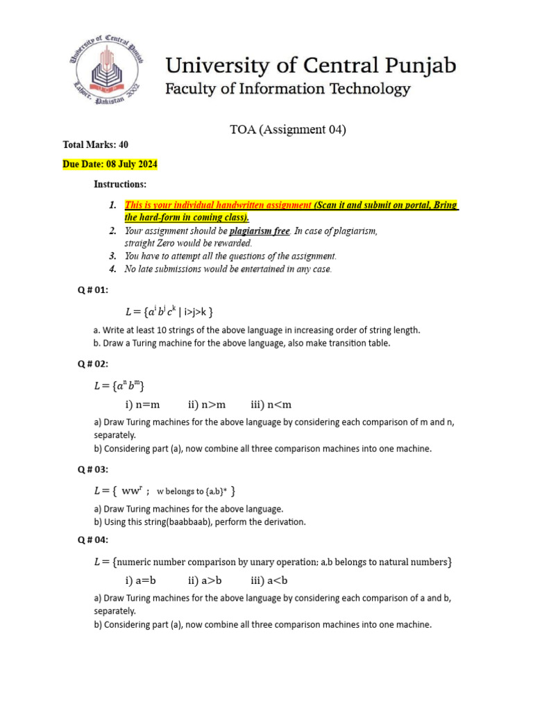 TOA Assignment 04 | PDF