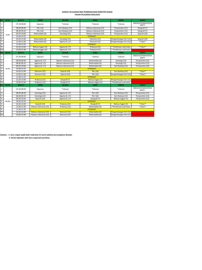 Jadwal KBM Smap 2024-2025 | PDF | Kajian Bahasa Asing