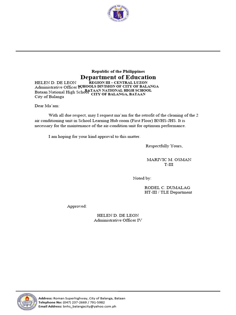Air Conditioning Maintenance Request | PDF