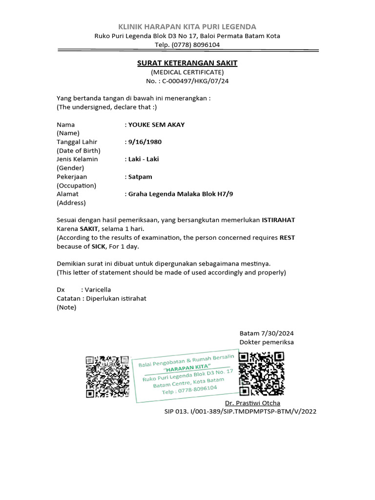 Surat Keterangan Sakit | PDF