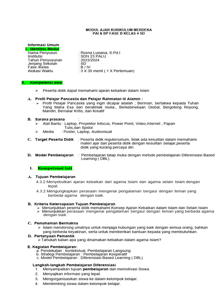 Modul Ajar DBL | PDF