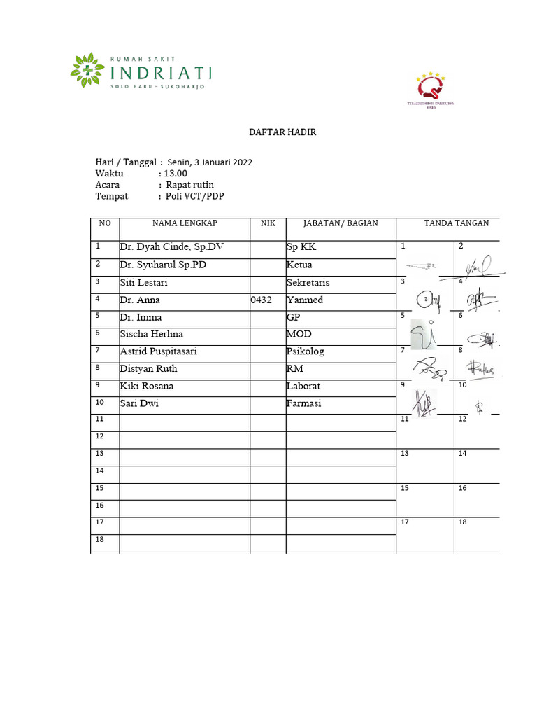 Absensi Prdoman & Proker | PDF