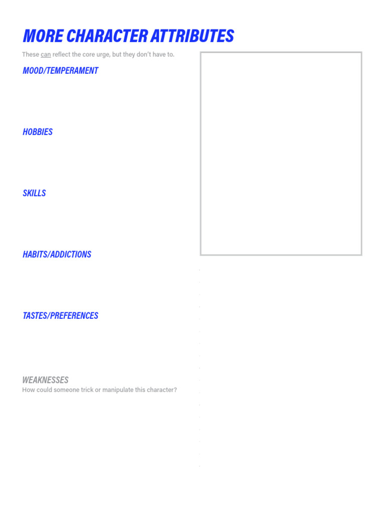 More Character Attributes v2.1 Form Fillable | PDF