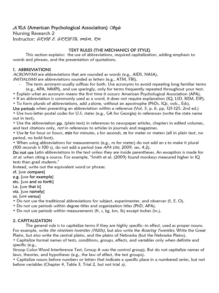 Text Rules APA Style | PDF | Sic | Apa Style