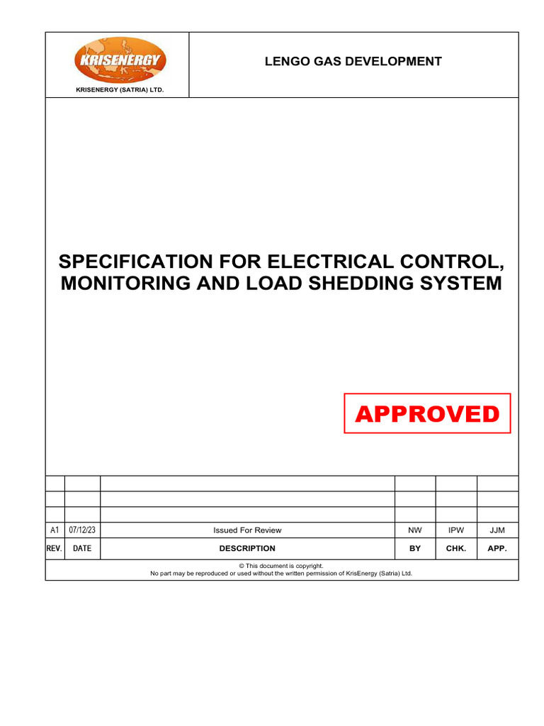 LGD-KE-G1-EL-SP-5023 Spec For Electrical Control Monitoring and Load Shedding Sys | PDF ...