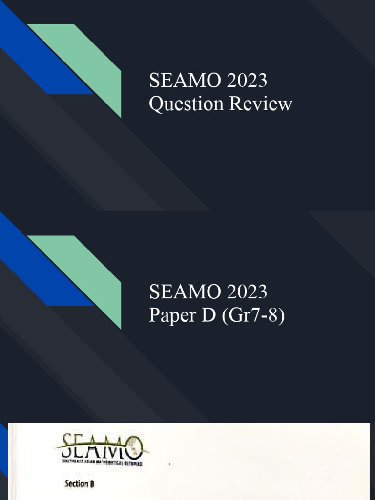 SEAMO 2023 Questions | PDF | Teaching Methods & Materials