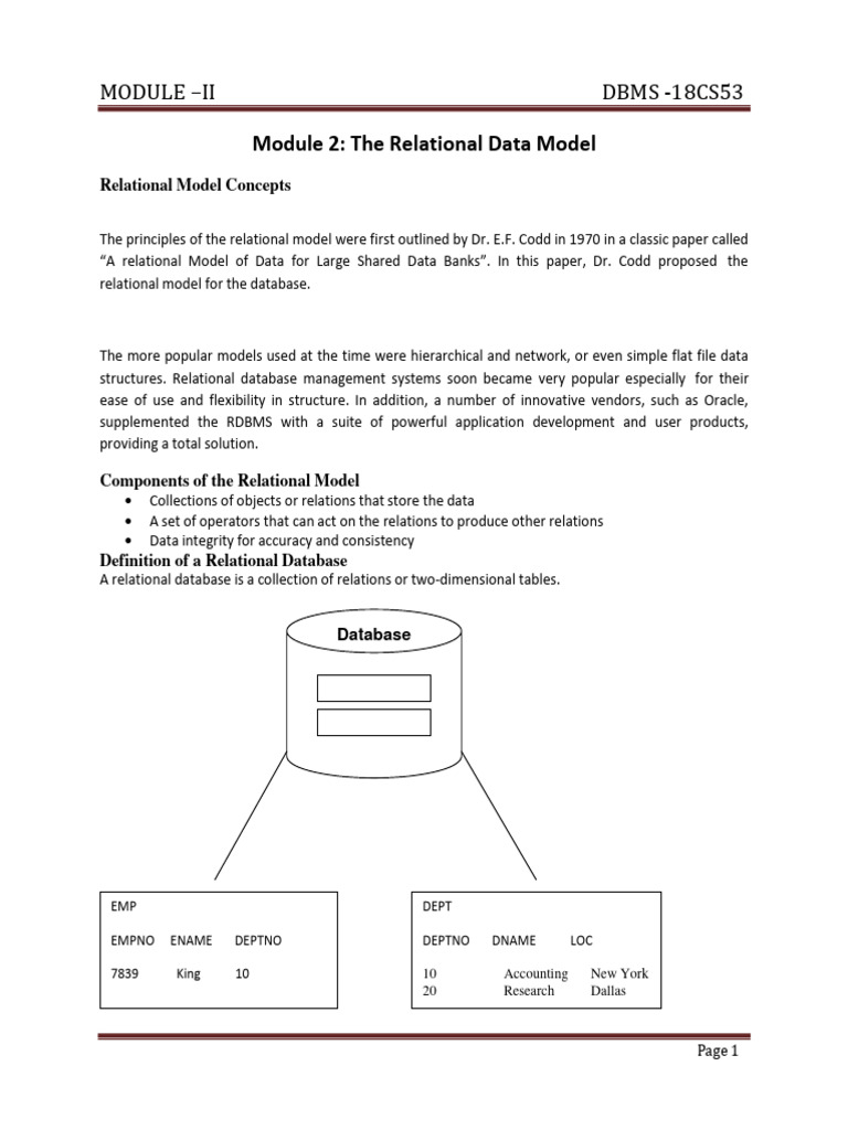 Dbms Module II | PDF | Relational Database | Relational Model Dbms Module II | PDF | Relational Database | Relational Model