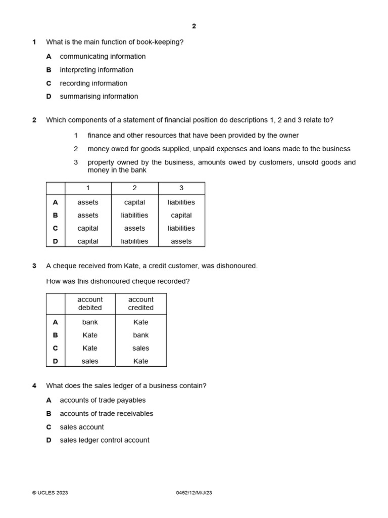 Acc Paper 1 | PDF | Debits And Credits | Bookkeeping