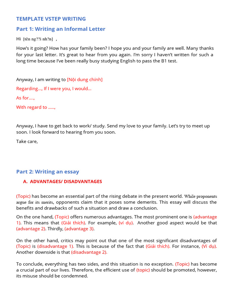 Template Vstep | PDF | Career & Growth | Language Arts & Discipline