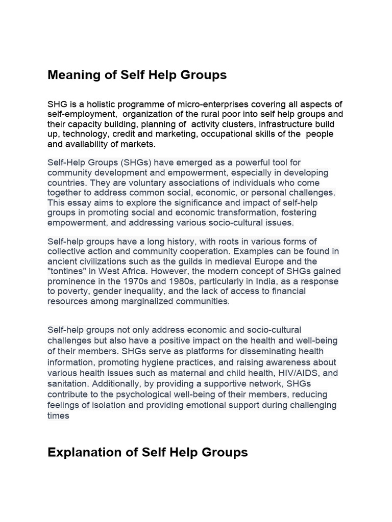 Self Help Groups | PDF | Empowerment | Microfinance