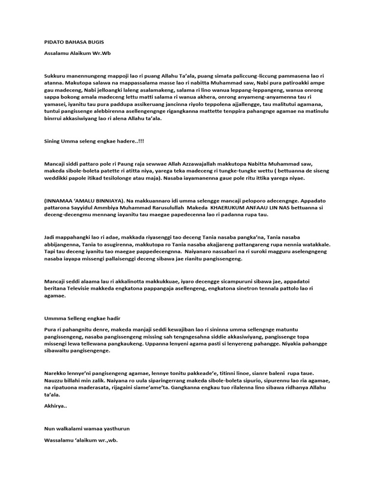 Pidato Bahasa Bugis | PDF
