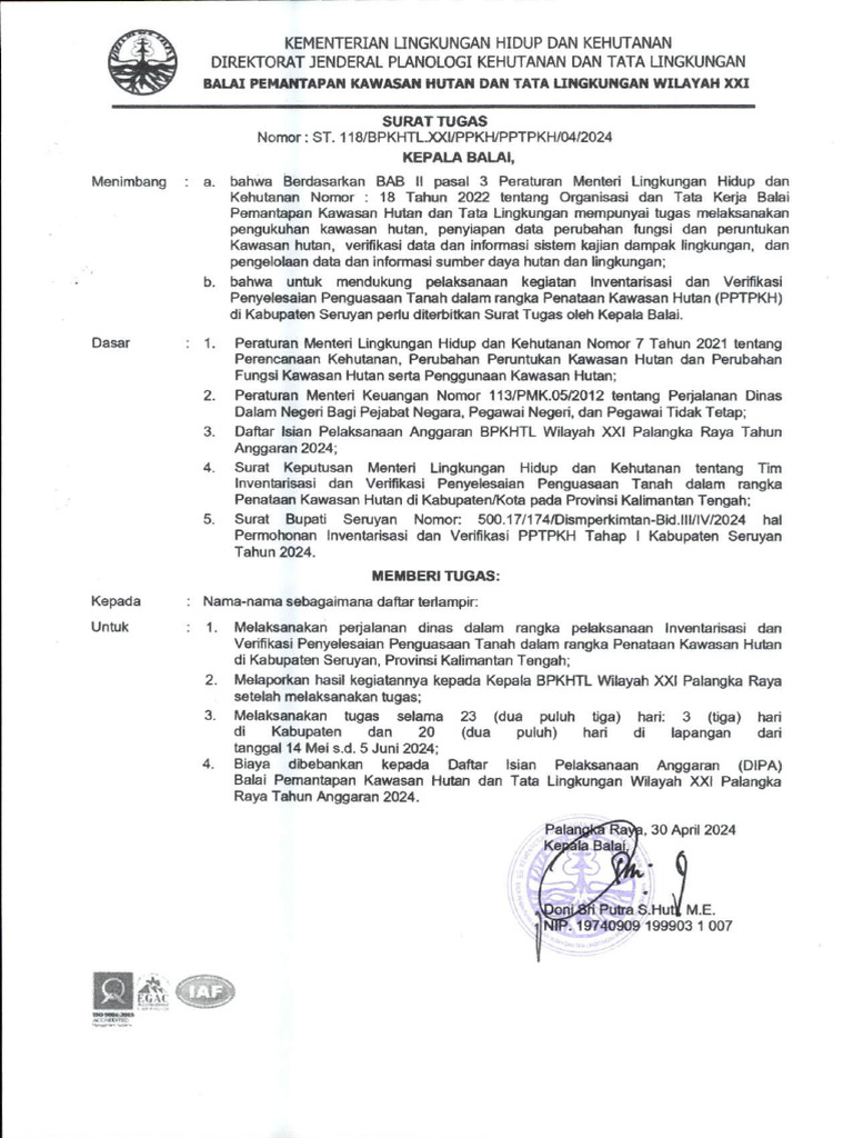 ST.118 - BPKHTL - XXI - PPKH - PPTPKH - 04 - 2024 (M. Indra Tuna, S.Hut) | PDF