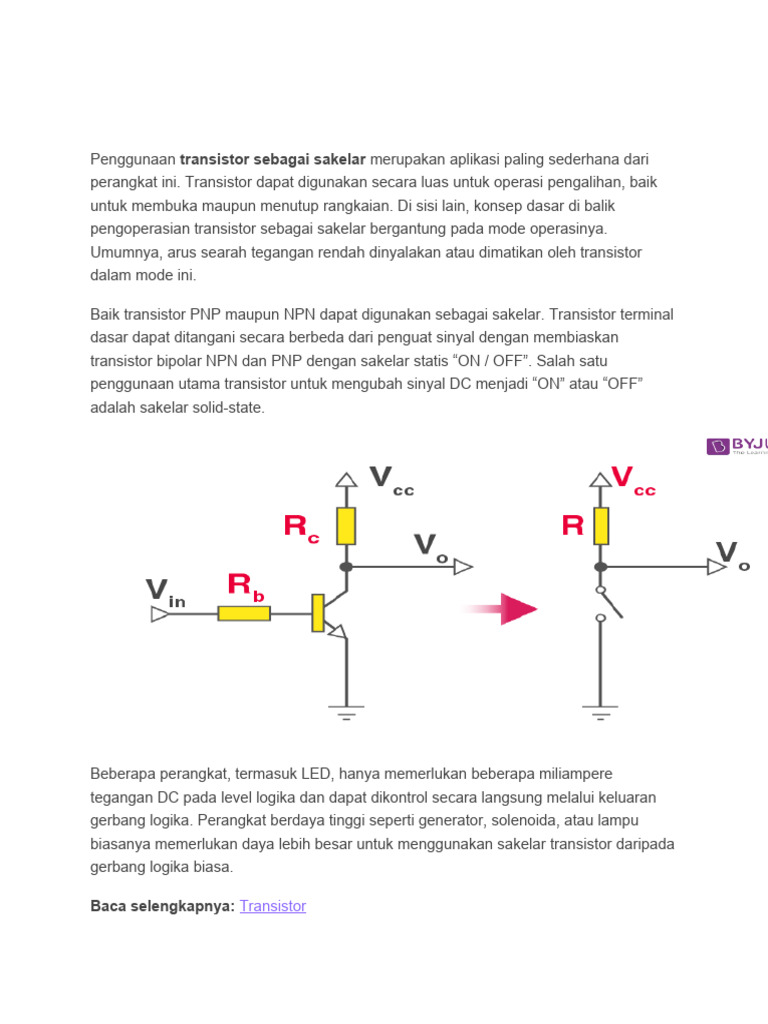 Transistor Sebagai Saklar | PDF