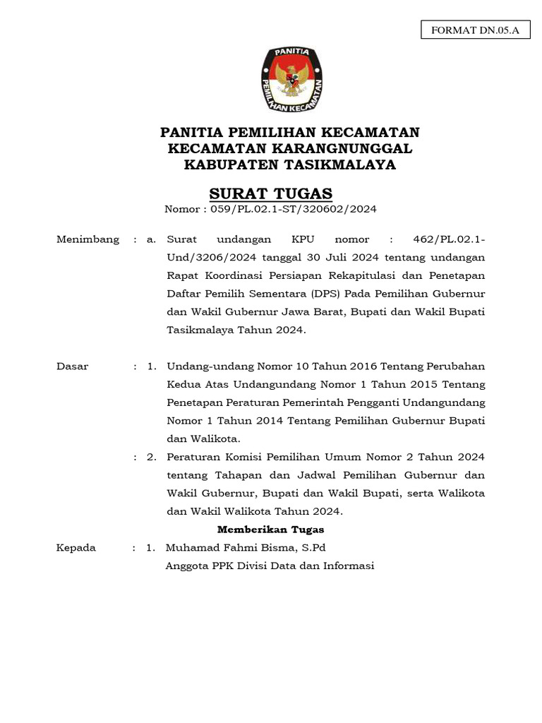 Surat Tugas Odp | PDF