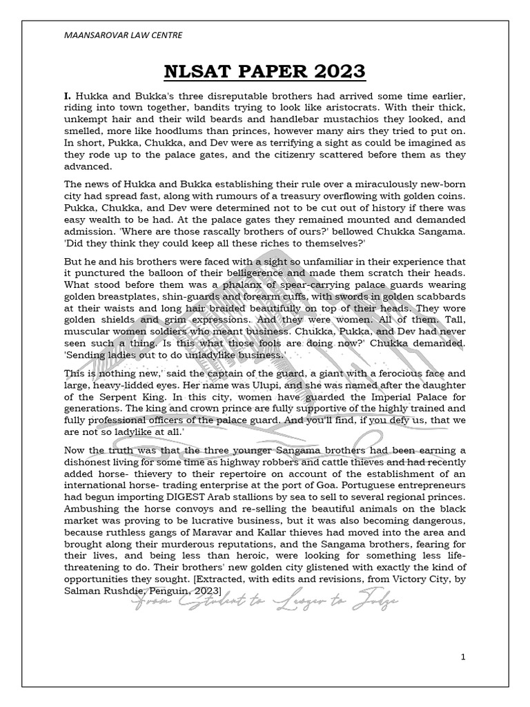 Nlsat Question Paper 2023 | PDF | Caste | Presumption Of Innocence