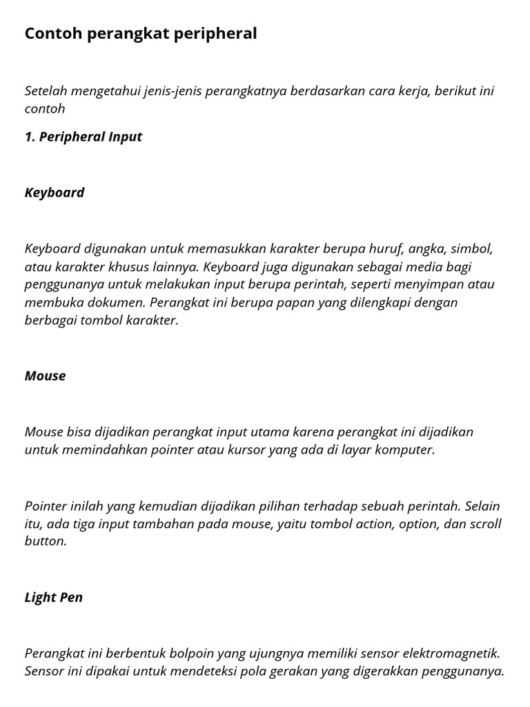 Pengertian Peripheral, Fungsi, Dan Contoh-Contoh Komponennya - 20240731 ...