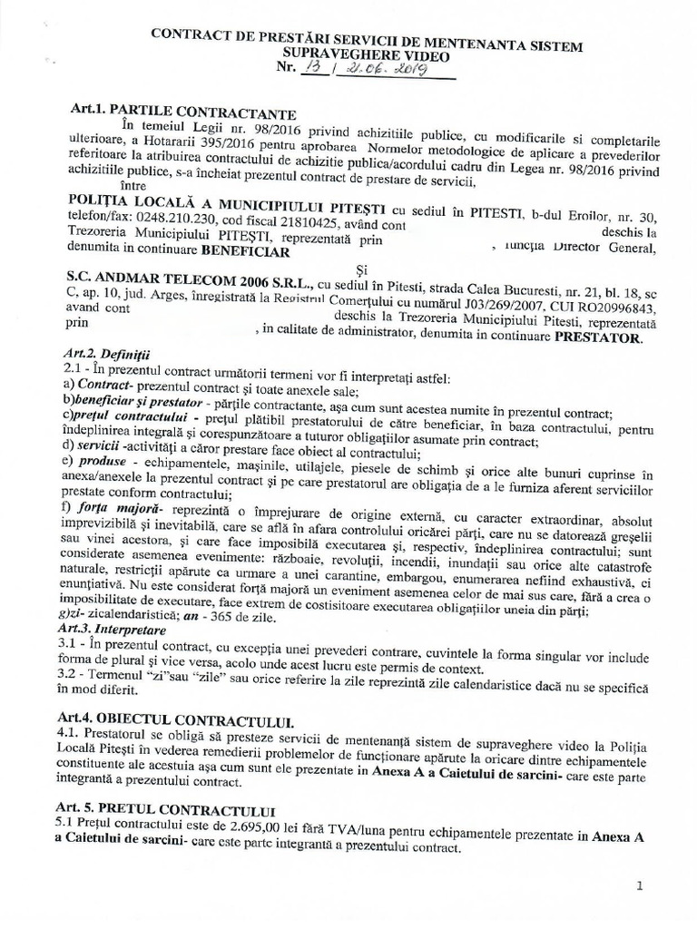 Contract Servicii de Mentenanta Sistem Supraveghere Video | PDF