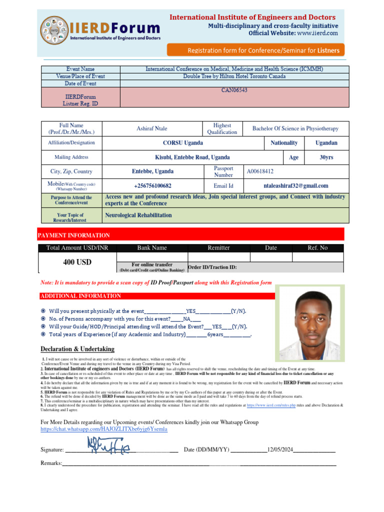 Listener Registration Form-1 | PDF | Physical Therapy